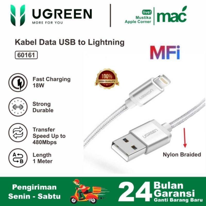 Jual UGREEN Kabel Data iPhone MFI USB Lightning Fast Charging | Shopee Indonesia