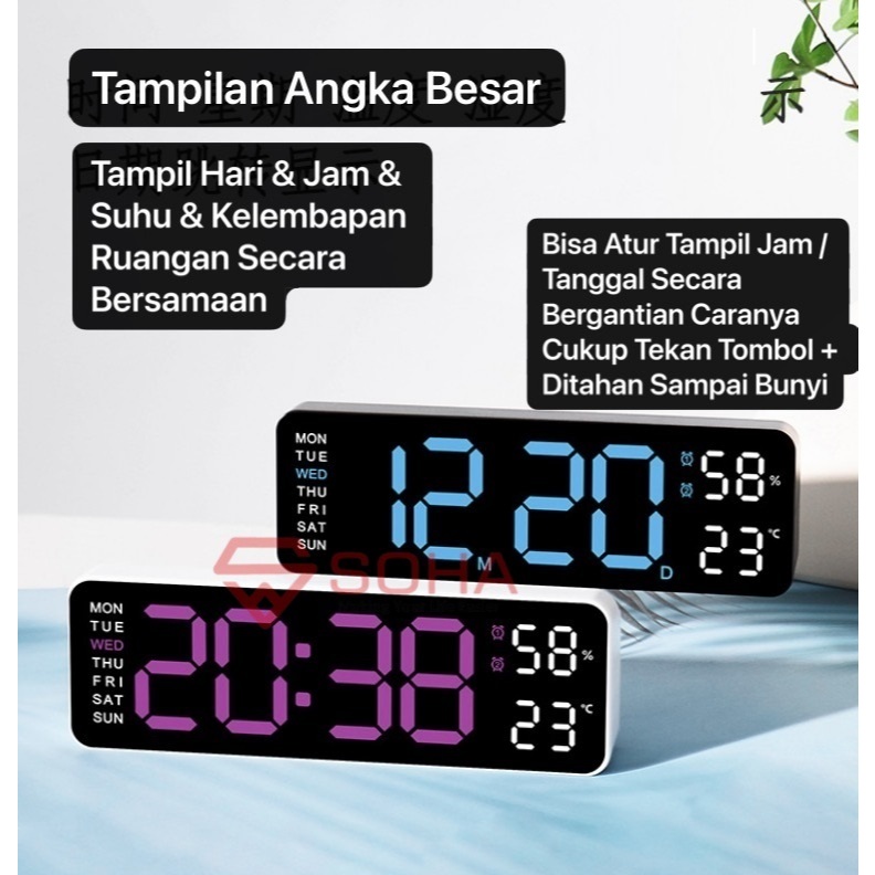 Jual JD-5503 Jam Meja Digital Jam Dinding LED Angka Besar Alarm Suhu ...