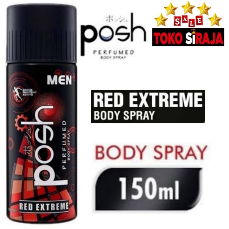 Jual POSH MEN BODY SPRAY RED EXTREME 150 ML / DEODORANT SPRAY POSH MEN ...