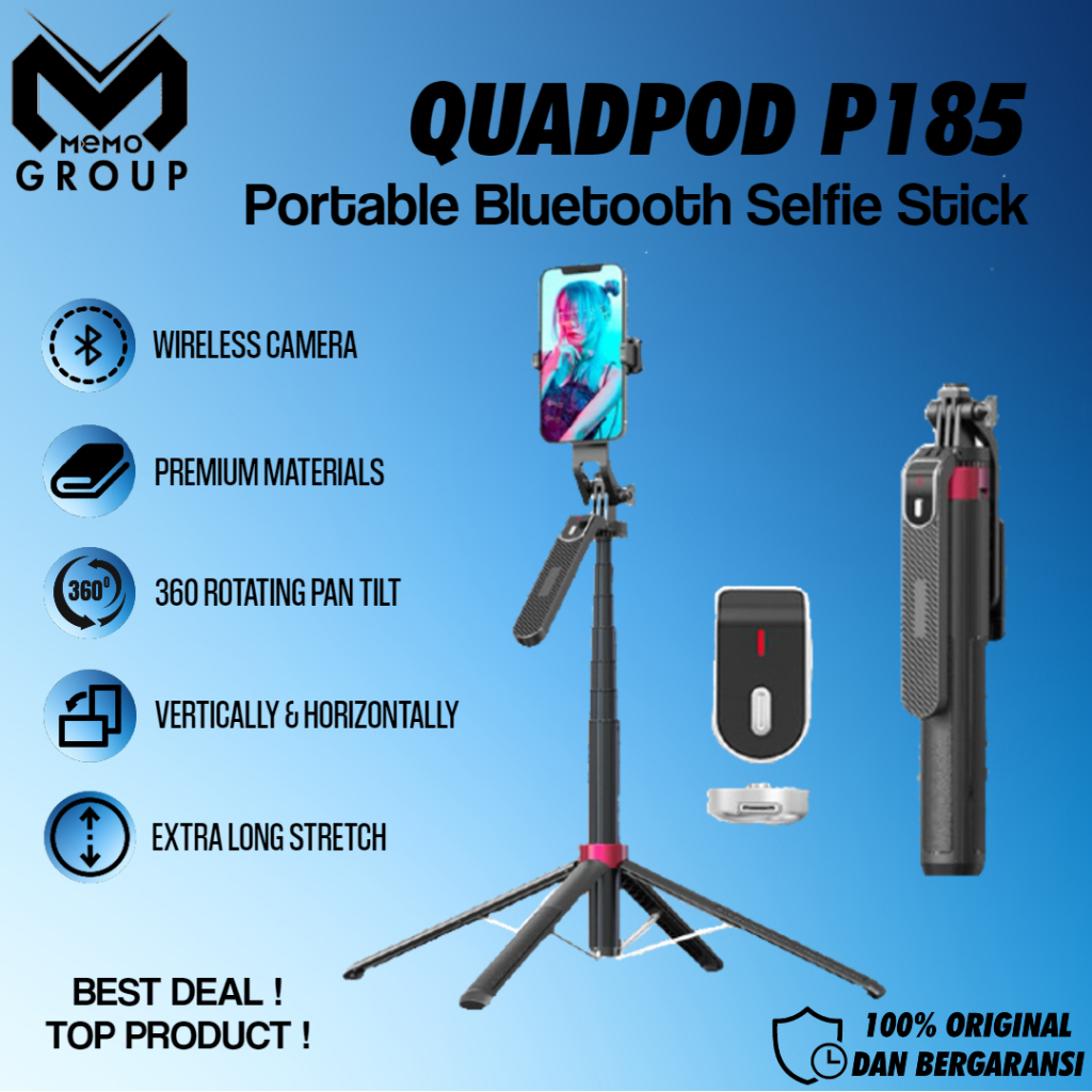Jual P185 Tripod / Quadpod Tongsis Bluetooth Selfie Stick Remote HP 360 ...