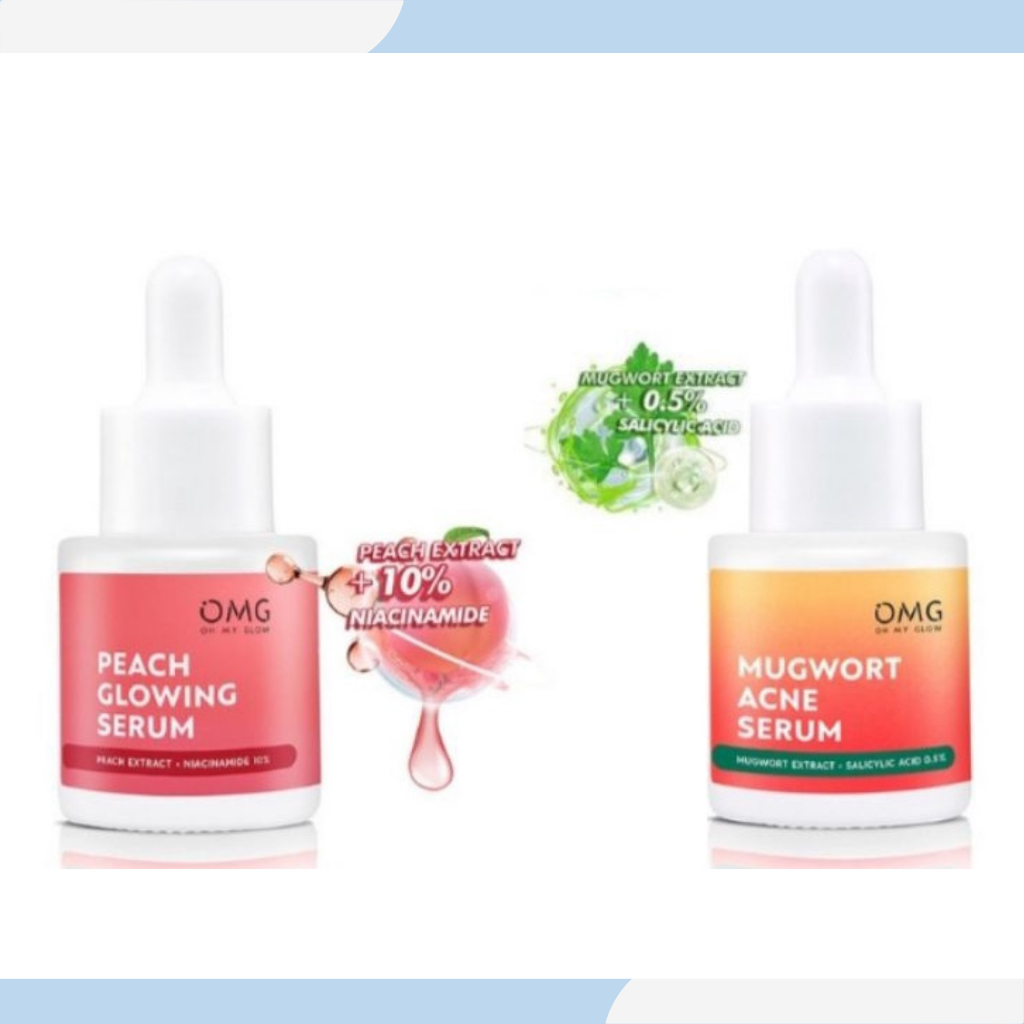 Jual OMG Oh My Glow Peach Glowing Serum & Mugwort Acne Serum 20ml | Shopee Indonesia