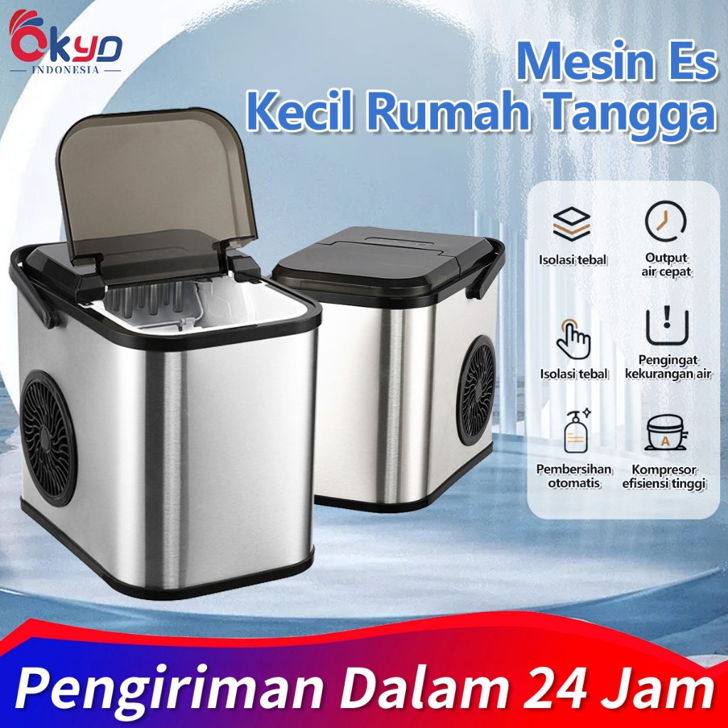 Jual Portable Ice Maker Mesin Es Cube Pembuat Es Batu 35kg per 24 jam ...