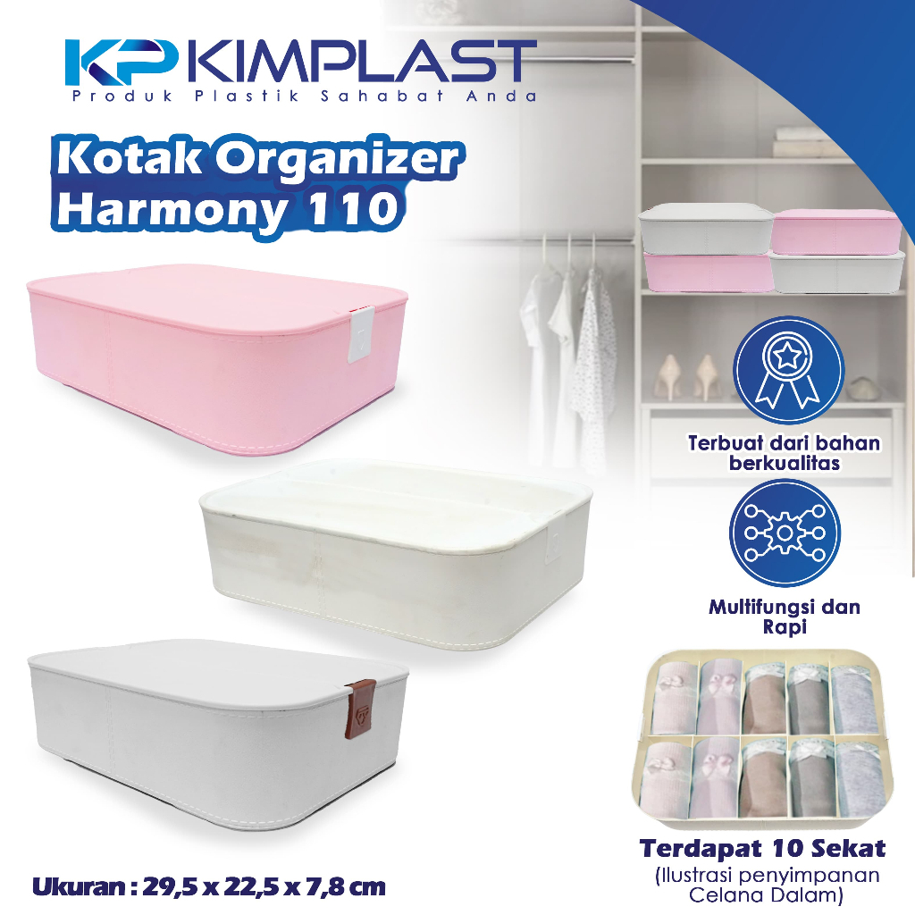 Jual KIMPLAST KOTAK HARMONI + TUTUP 110 10 SEKAT/ UNDERWEAR STORAGE ...