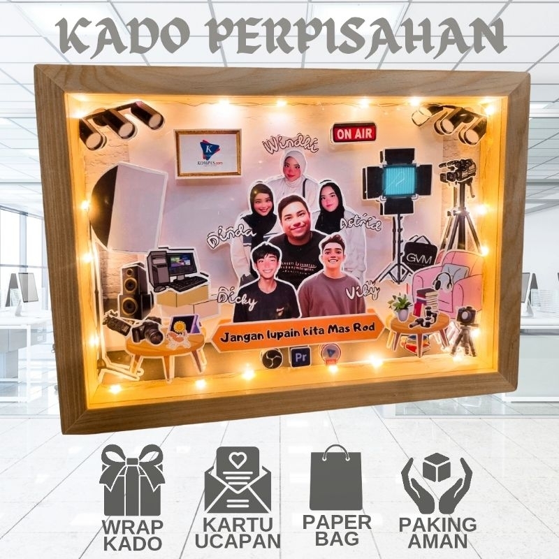 Jual Kado Perpisahan Hadiah Kantor / Frame Lampu Custom Farewell Gift ...