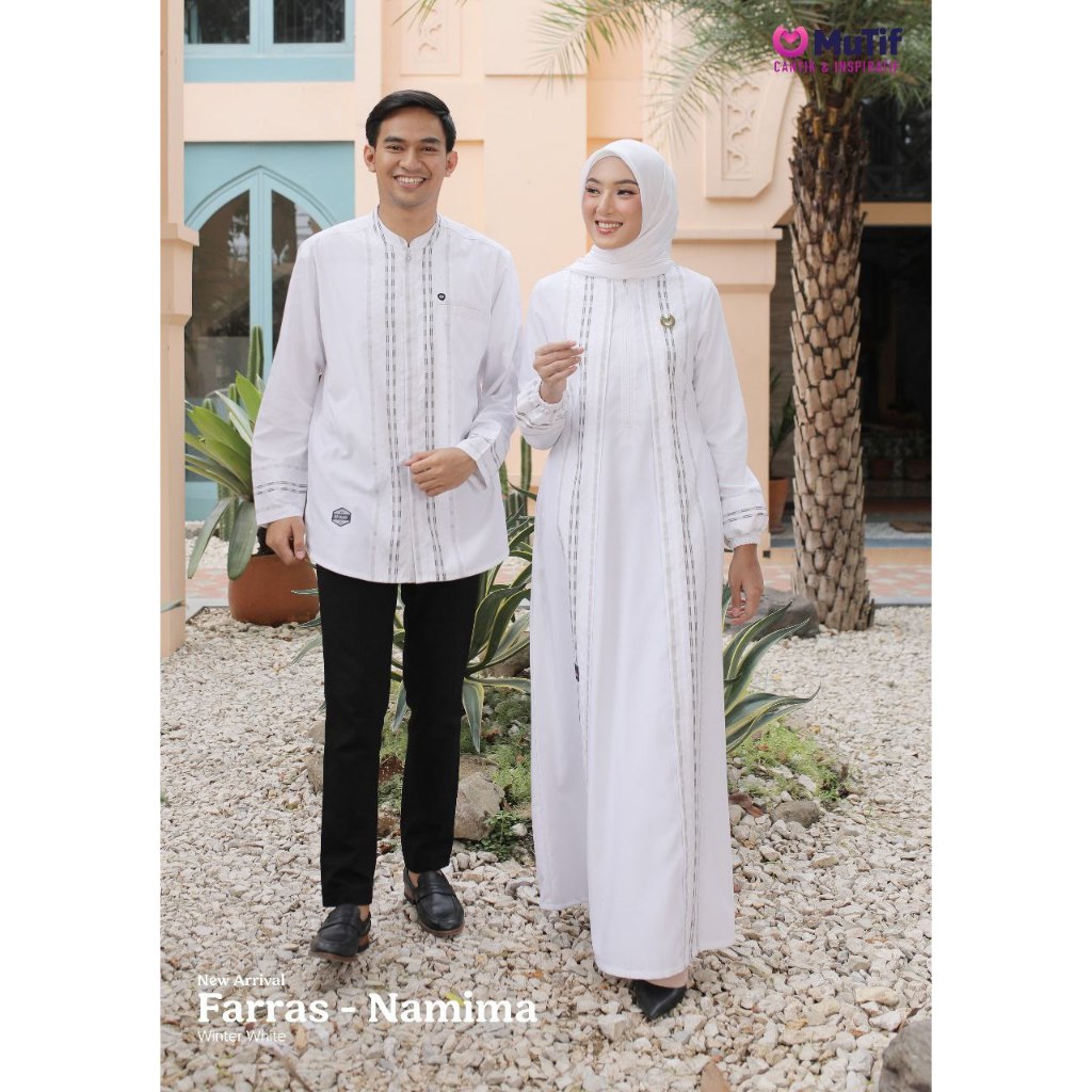Jual ES - (COD) SARIMBIT MUTIF NAMIMA - FARRAS Winter White - Couple ...