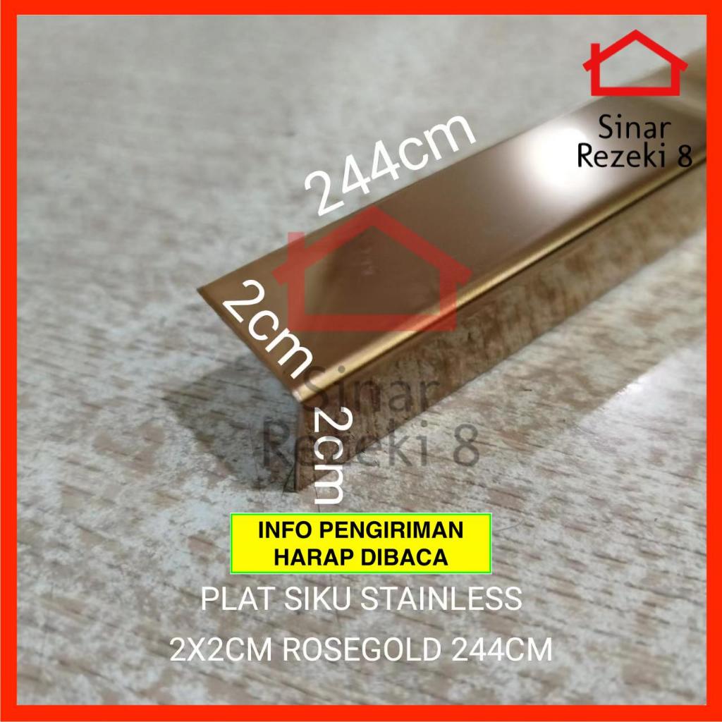 Jual Plat STAINLESS Siku L Rose Gold 20 x 20 / List Edging Lis Emas 2 ...