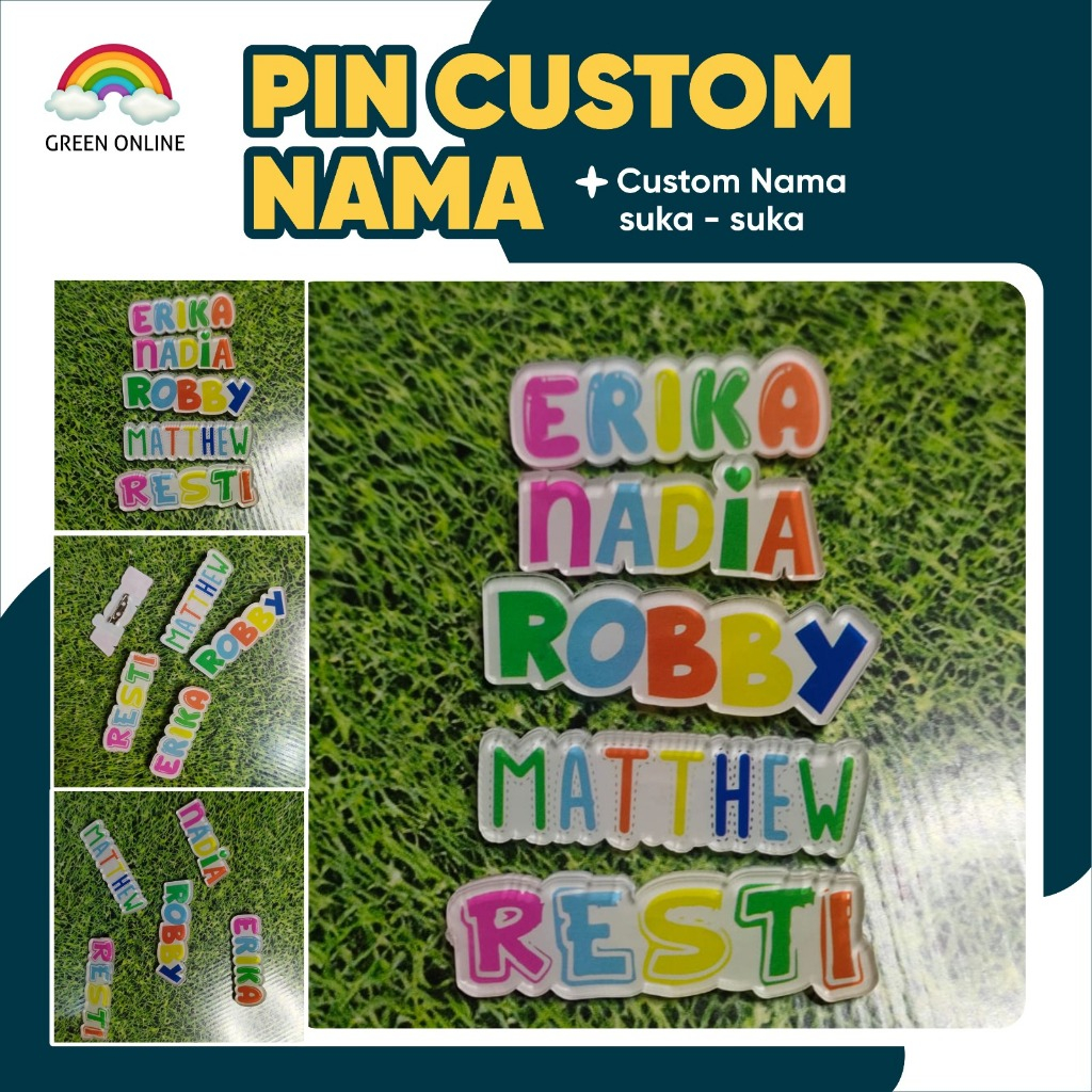 Jual PIN Nama Name Tag Akrilik Papan Nama Warna Warni | Shopee Indonesia