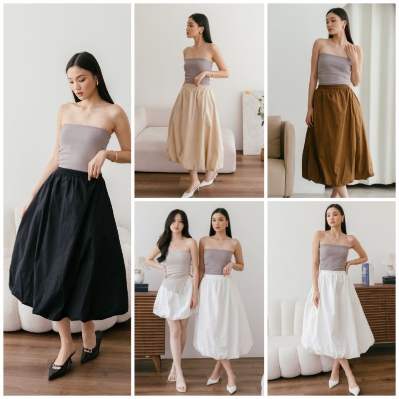 Jual ballon skirt / rok balon kekinian / midi skirt bangkok hijau merah ...