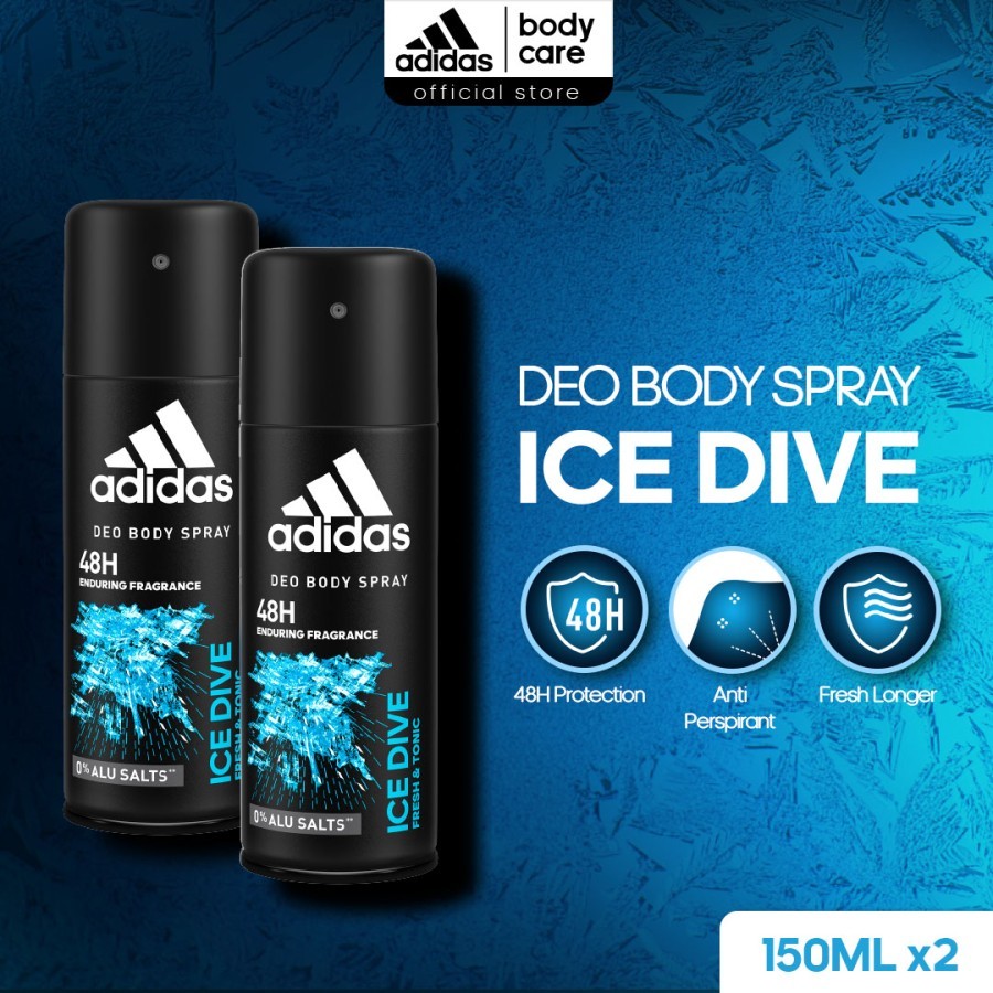 Jual CLEARANCE SALE - ADIDAS Ice Dive Deo Body Spray 150ml - Twin Pack ...