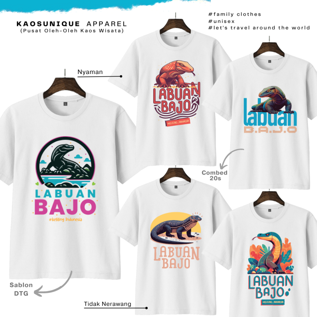 Jual KAOS UNIQUE T-shirt Motif Labuan Bajo Part 2 - Unisex Katun Combed ...