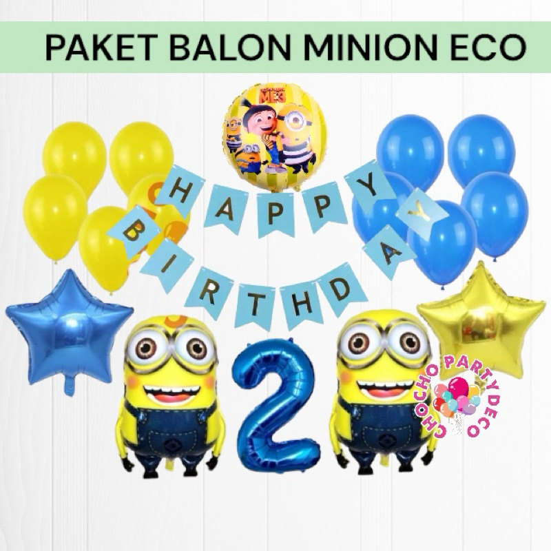 Jual Paket Balon MINION ECO / Dekorasi Ulang Tahun Anak Minions ...