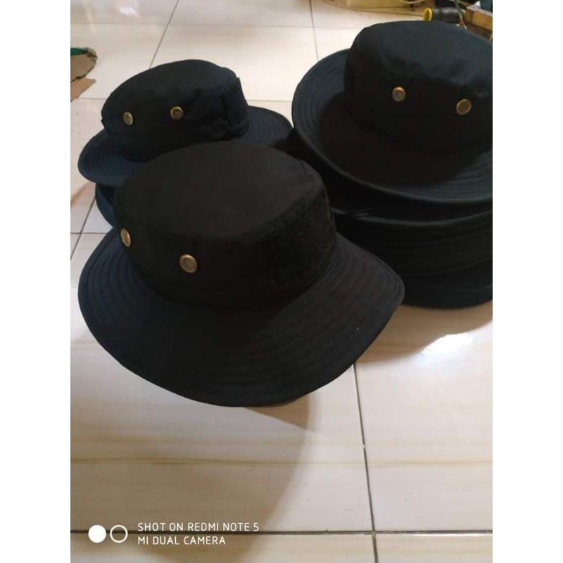 Jual Topi rimba premium hitam pakai kawat/topi rimba tactical series ...