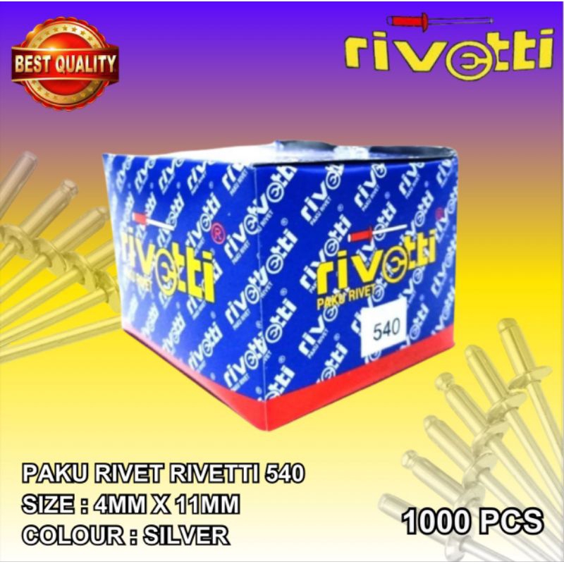 Jual Paku Rivet Rivetti 540 size 4mm x 11mm isi 1000 pcs | Shopee Indonesia