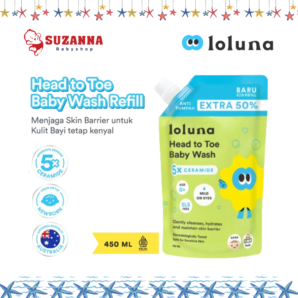 Jual Loluna Head to Toe Wash 450ml Refill - Sabun Mandi Bayi dan Anak ...