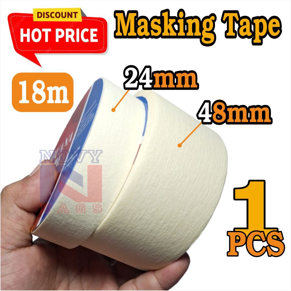 Jual Lakban Kertas / Masking Tape 1inch / 24mm, 2inch / 48mm Panjang ...