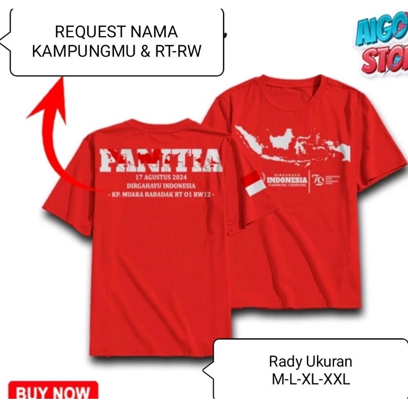 Jual Kaos Costum 17 Agustus 2024 / Request Nama Kampungmu & RT-RW ...