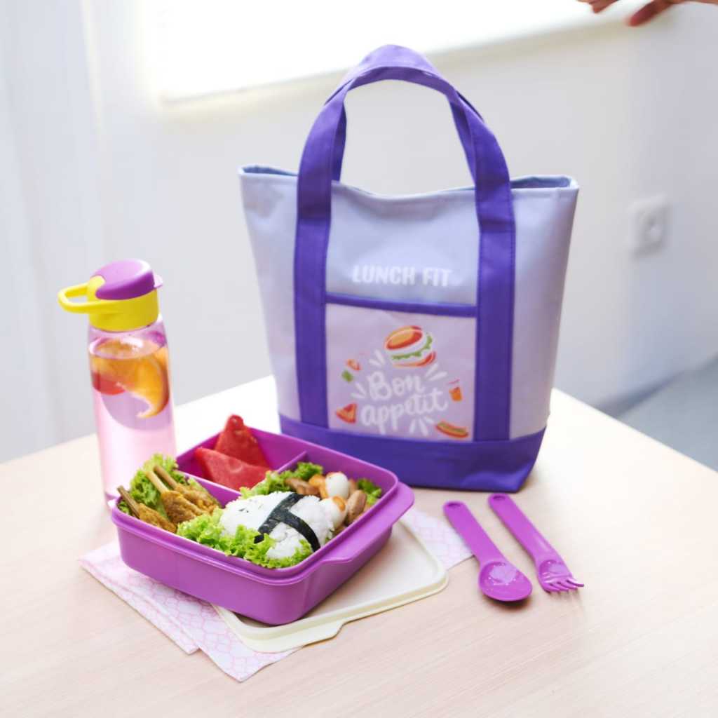 Jual Lunchbag Set Kotak Makan Beserta Botol Minum Dan Sendok Garpu Tas Bekal Set | Shopee Indonesia
