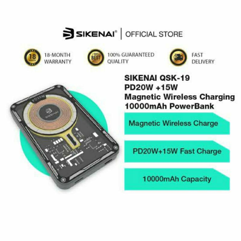 Jual SIKENAI QSK-19 Magnetic Wireless Powerbank 10000mAh Real Capacity ...