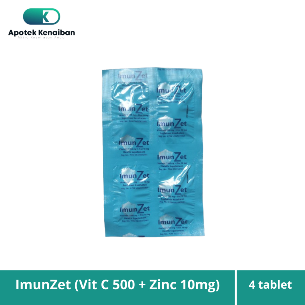 Jual IMUNZET 1 STRIP 4 TABLET / VITAMIN C 500MG + ZINC | Shopee Indonesia