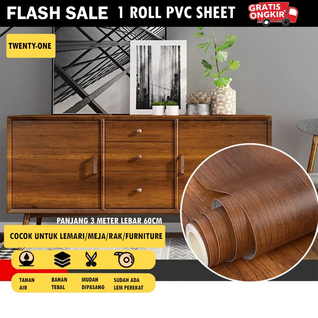Jual Stiker Kayu PVC Sheet Sticker Pelapis Furniture 60cm x 3m Wall ...