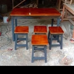 Jual meja set kayu jati belanda/meja makan kayu/meja cafe minimalis | Shopee Indonesia