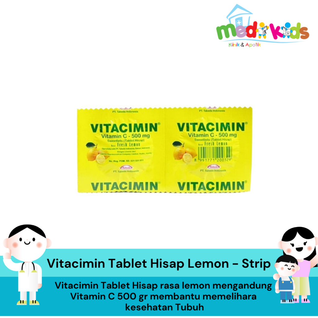 Jual Vitacimin Tablet Lemon Vitamin C Tablet Hisap 500 mg - Strip (2's ...