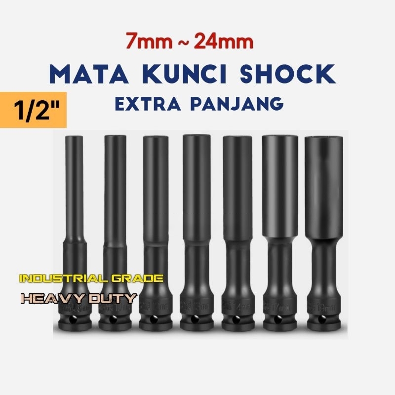 Jual COD Mata Kunci Shock Extra Panjang 130mm Impact 1/2", Pas Sok Socket 7-24 mm, Kualitas ...
