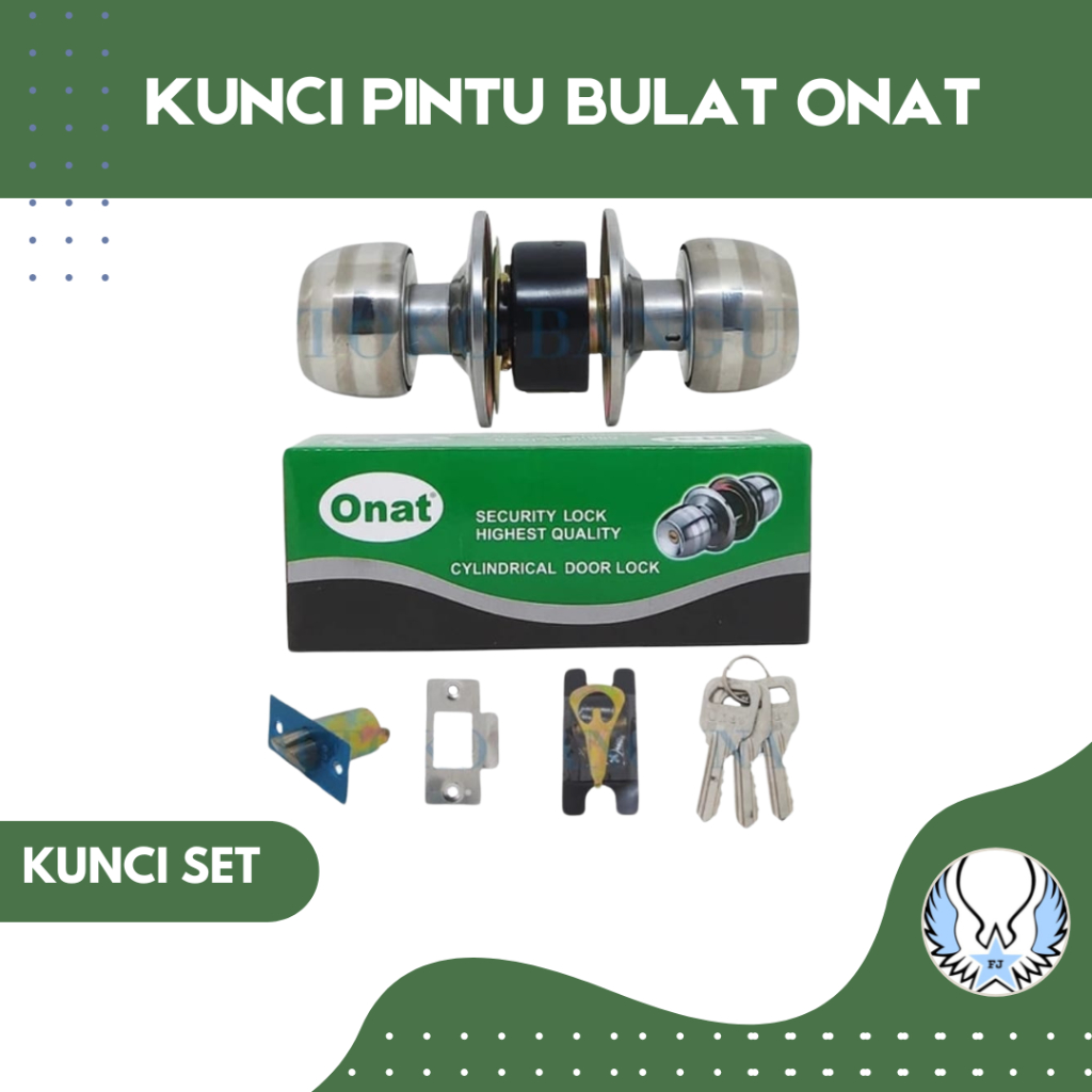 Jual ONAT Kunci Pintu Knop Kamar Mandi Bulat / Tarikan Gagang Handle ...