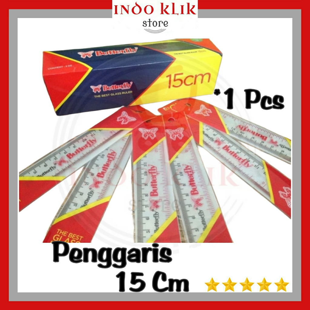 Jual Penggaris Butterfly 15 cm / Alat Ukur Panjang 15 centimeter Ecer ...