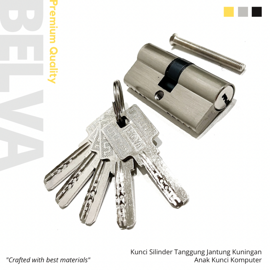 Jual Kunci Silinder Pintu Tanggung / Kecil Belva Jantung Kuningan 60mm | Shopee Indonesia
