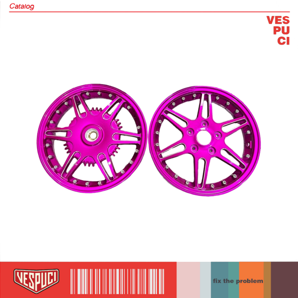 Jual Velg Riezto Model Marus W126 Pink Front & Rear for Vespa Sprint ...