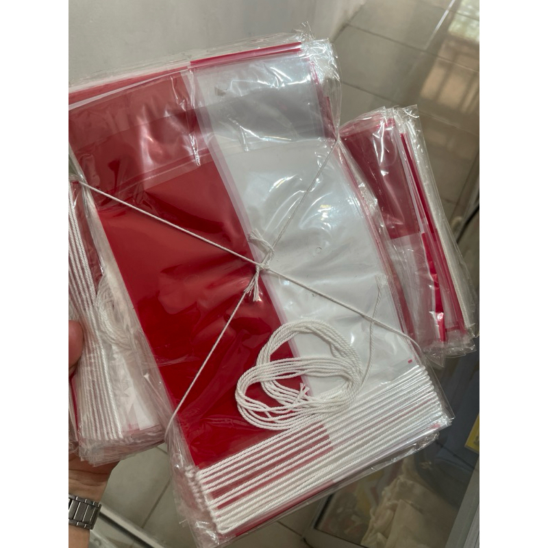 Jual Bendera merah putih plastik (gantungan) sudah bertali | Shopee ...