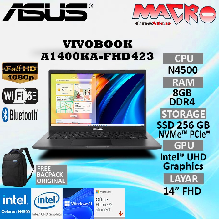 Jual ASUS VivoBook 14 A1400KA-FHD423 N4500 UMA 8GB SSD 256GB 14" FHD ...