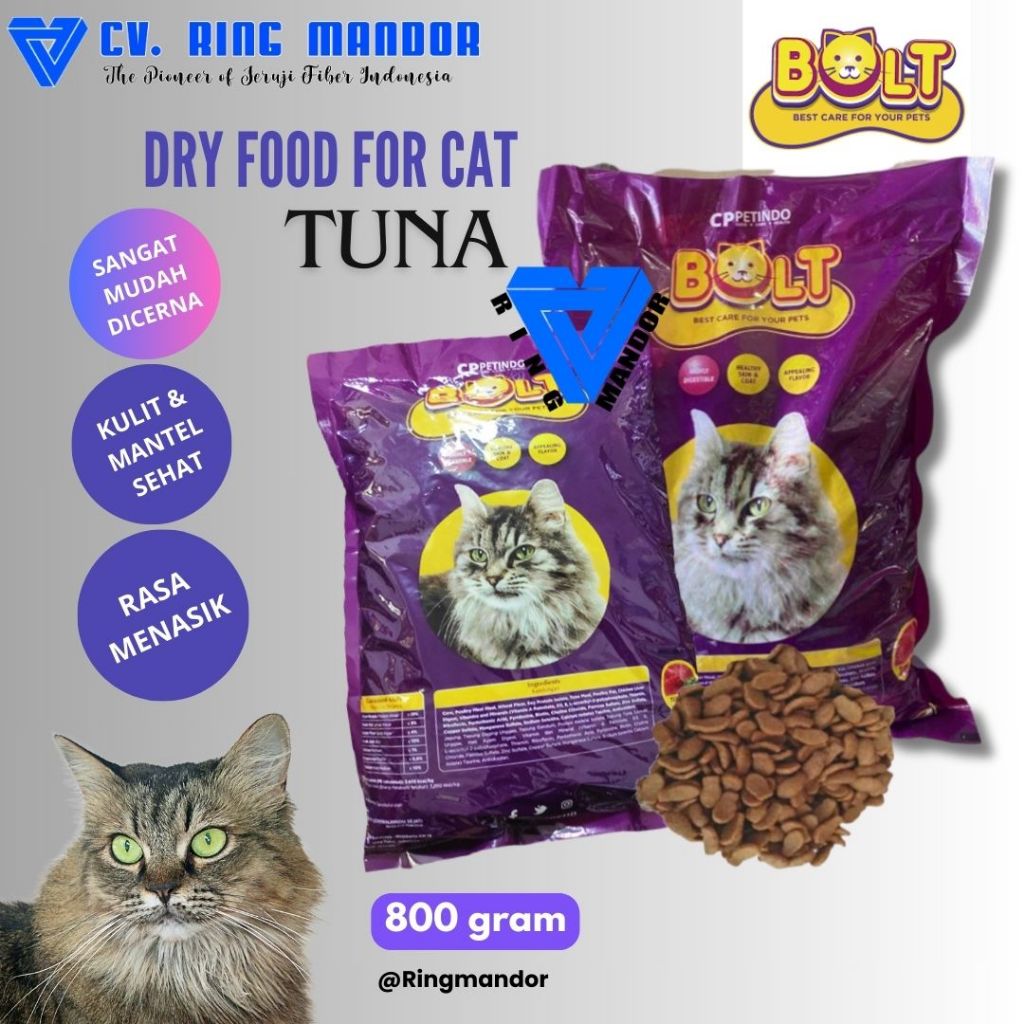 Jual BOLT IKAN TUNA Makanan Kucing Cat Food Kemasan Repack 800 gram ...