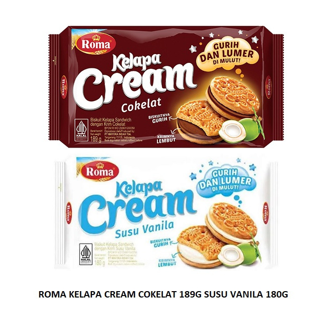 Jual ROMA BISCUIT KELAPA CREAM COKELAT dan KELAPA CREAM SUSU VANILA ...