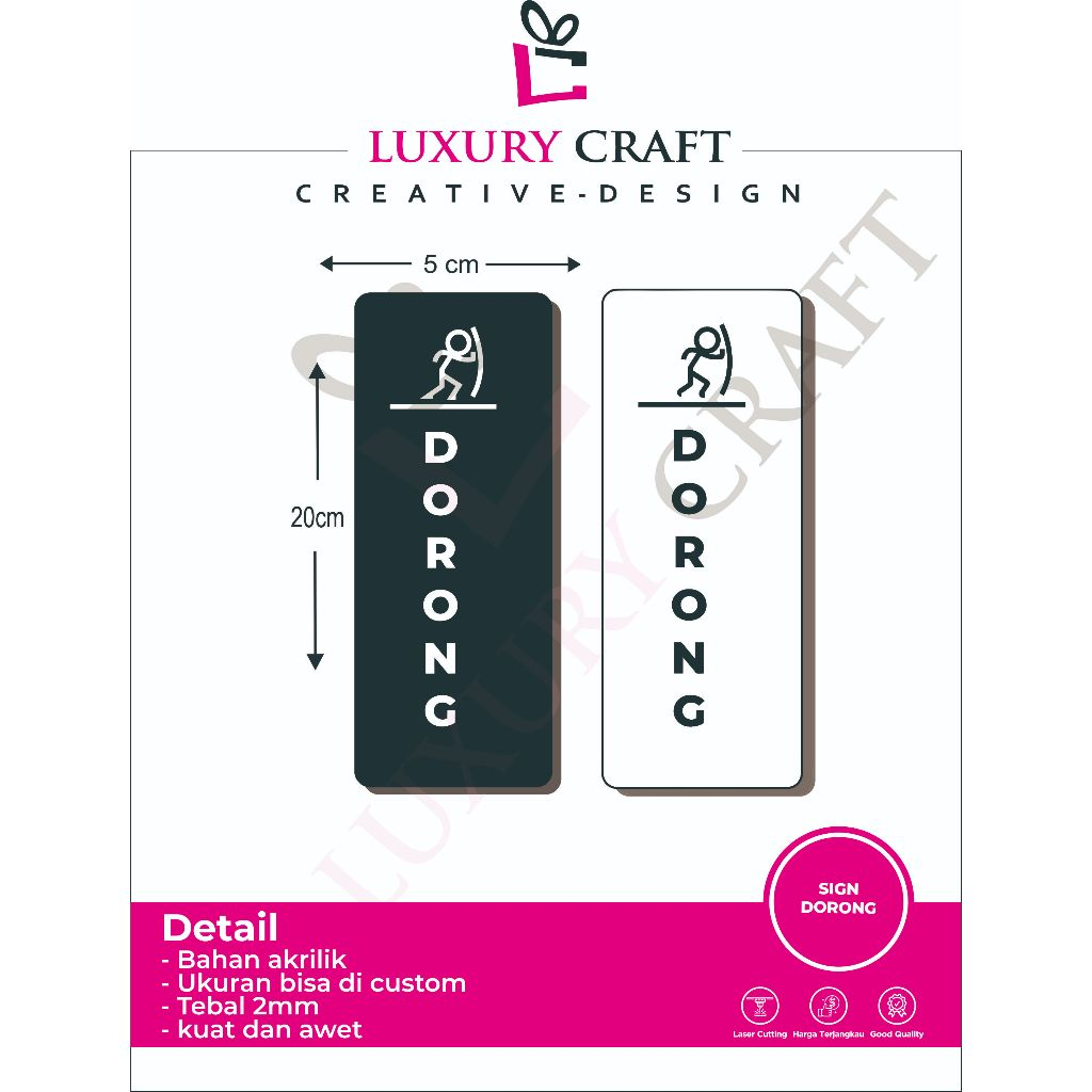 Jual Tarik Dorong / Push Pull Sign Acrylic (satu set) | Shopee Indonesia