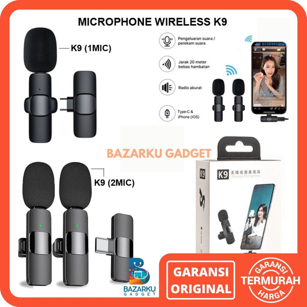 Jual Mic Wireless Clip on K15 Universal Jack Tipe C Lightning Mic Wireless Clip on K9 Clip On ...
