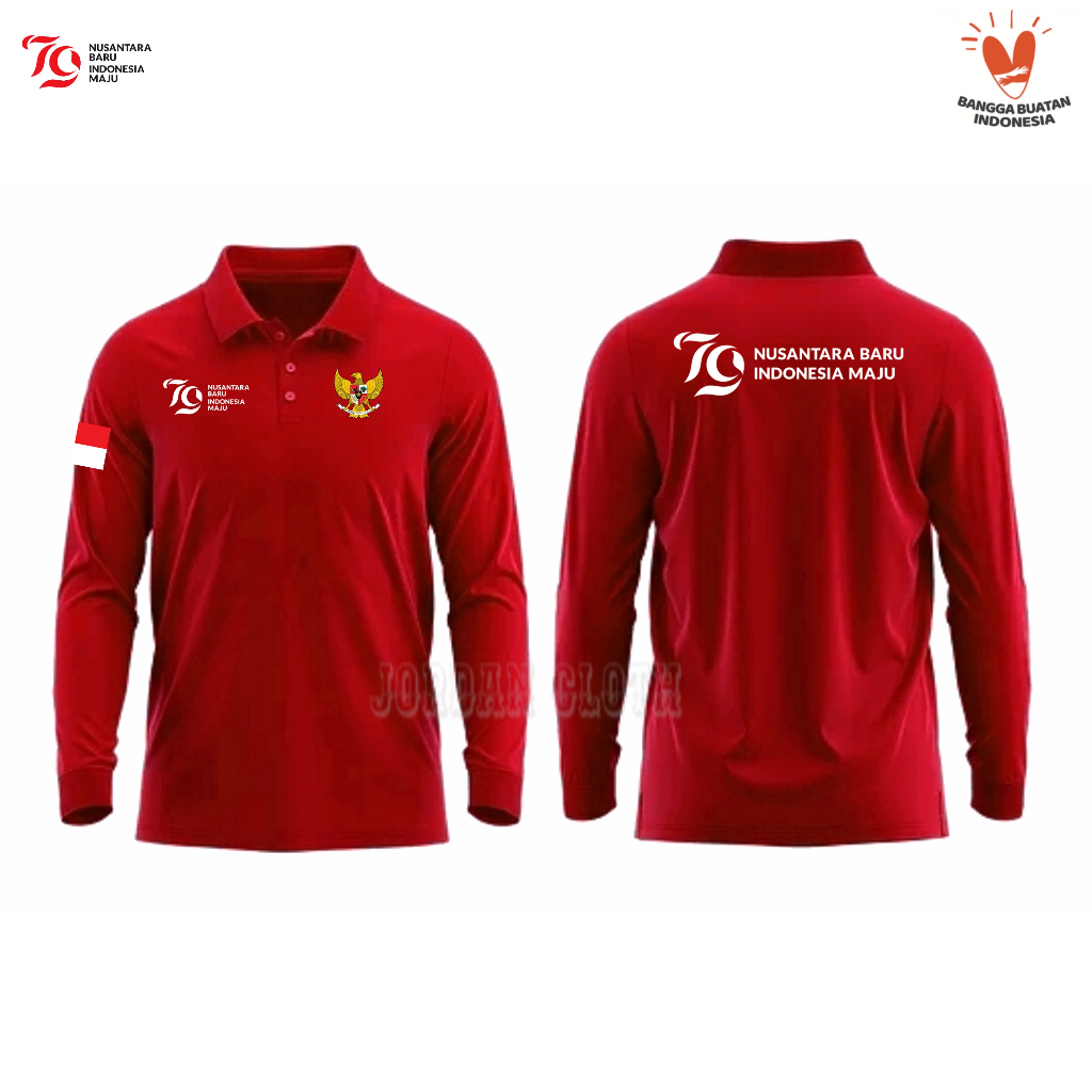 Jual Polo shirt Tshirt Kaos Kerah Lengan Panjang Kemerdekaan 17 Agustus HUT RI Indonesia 79th ...