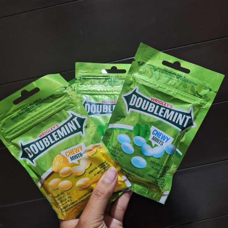 Jual PERMEN KARET CHEWY MINTS WRIGLEYS DOUBLEMINT LEMON & MINT 40gr ...