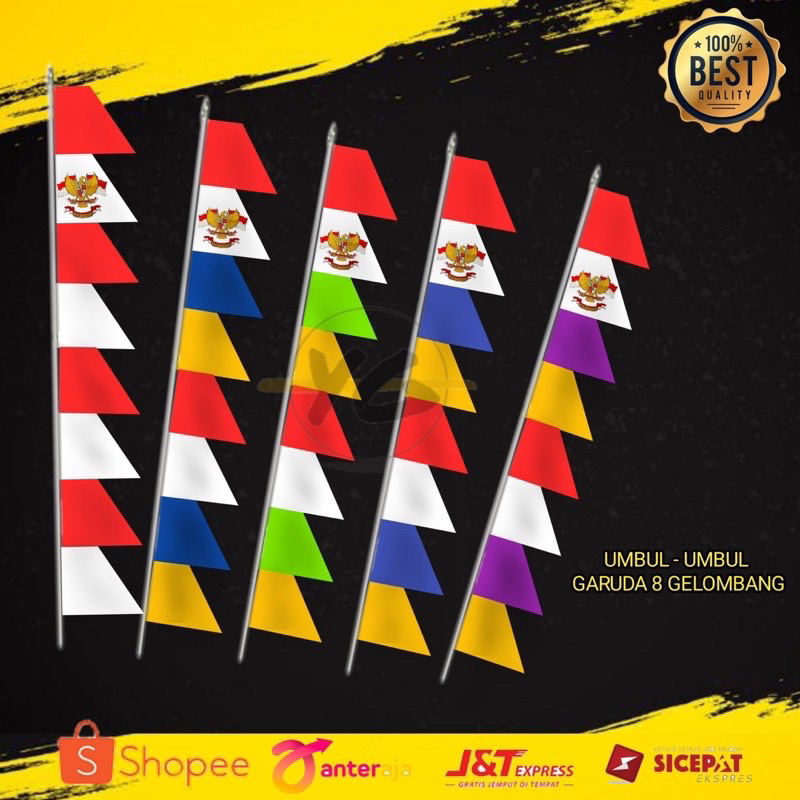 Jual Bendera Umbul Umbul Warna Warni Murah harga Grosir 20 pcs/1 kodi Merah Putih Umbul Umbul ...