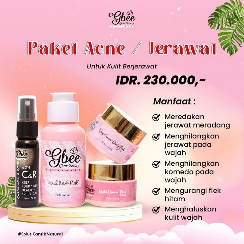 Jual Gbee Glow Beauty Paket Pink Acne / Kulit berjerawat | Shopee Indonesia