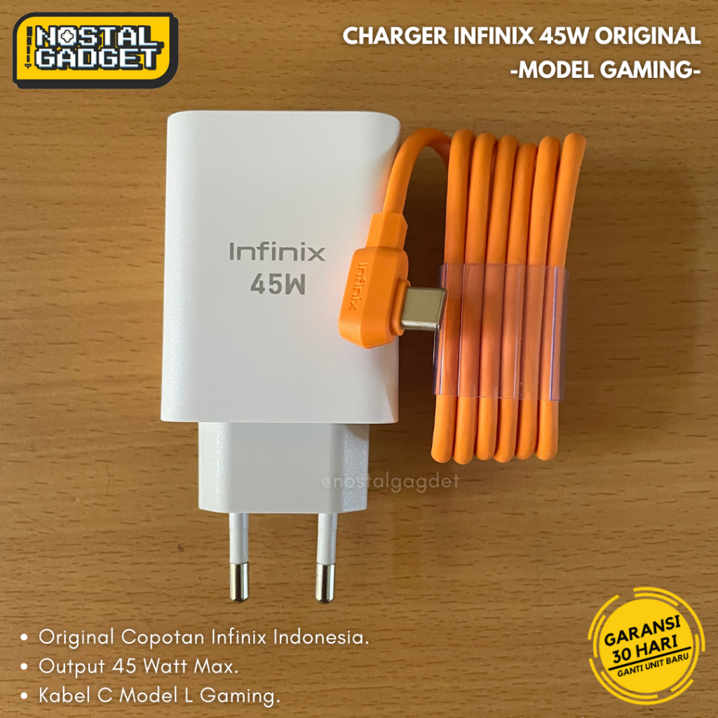 Jual Charger Tipe C USB Infinix 45W Note 30 40 Zero 30 4G | GT 10 20 ...