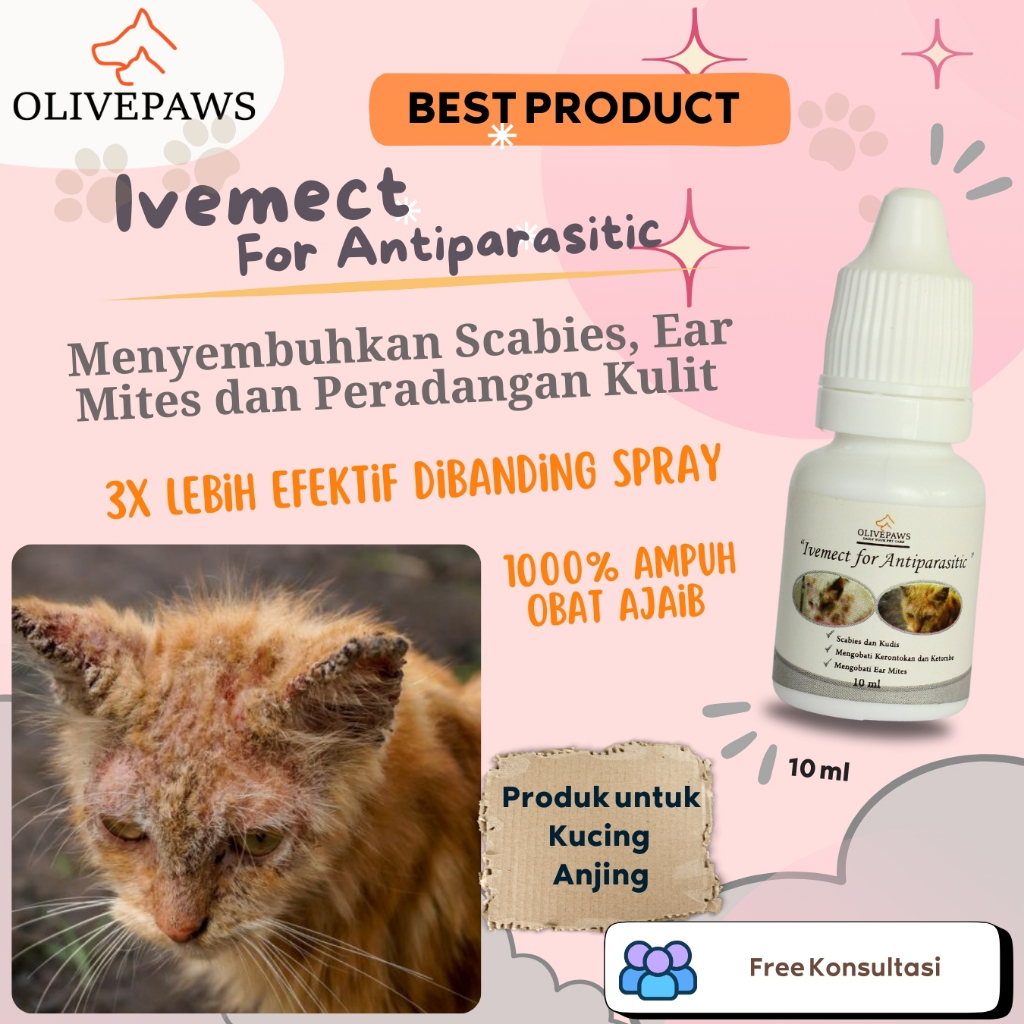 Jual IVEMECT 10ml Obat Oral Scabies Kudis & Ear Mites Kucing Anjing ...