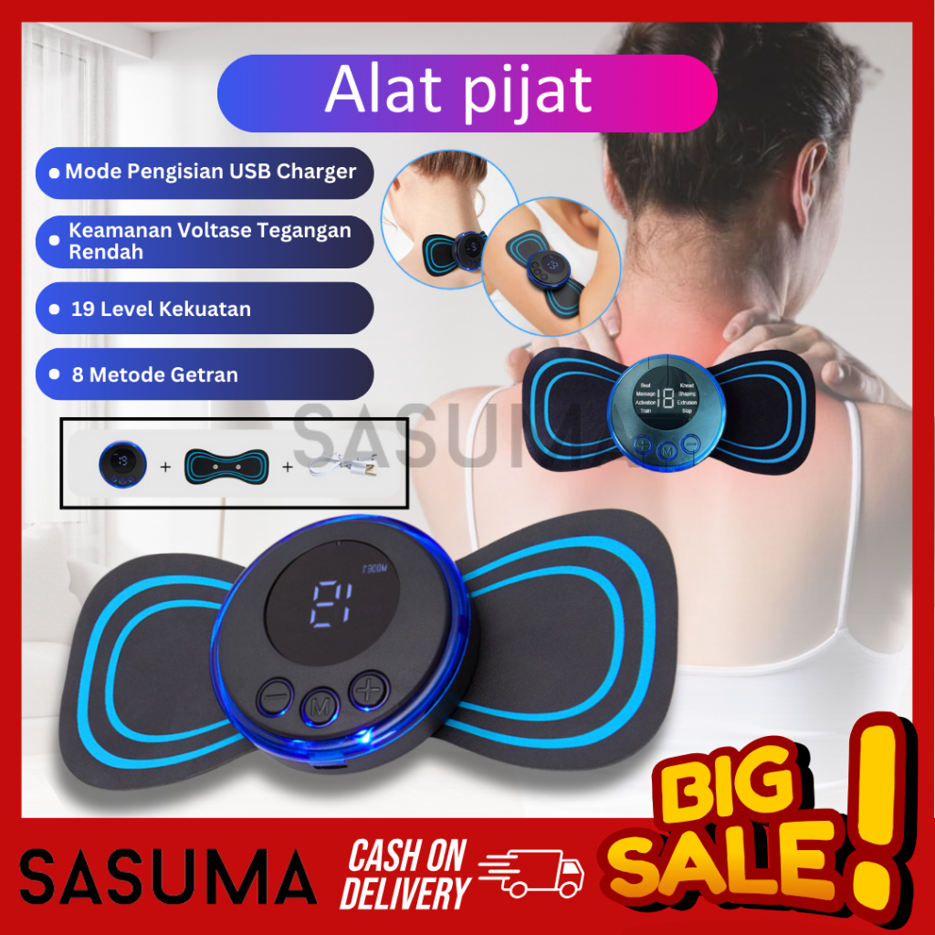 Jual SASUMA Alat Pijat Leher Terapi Mini Pad Electric EMS Massager ...