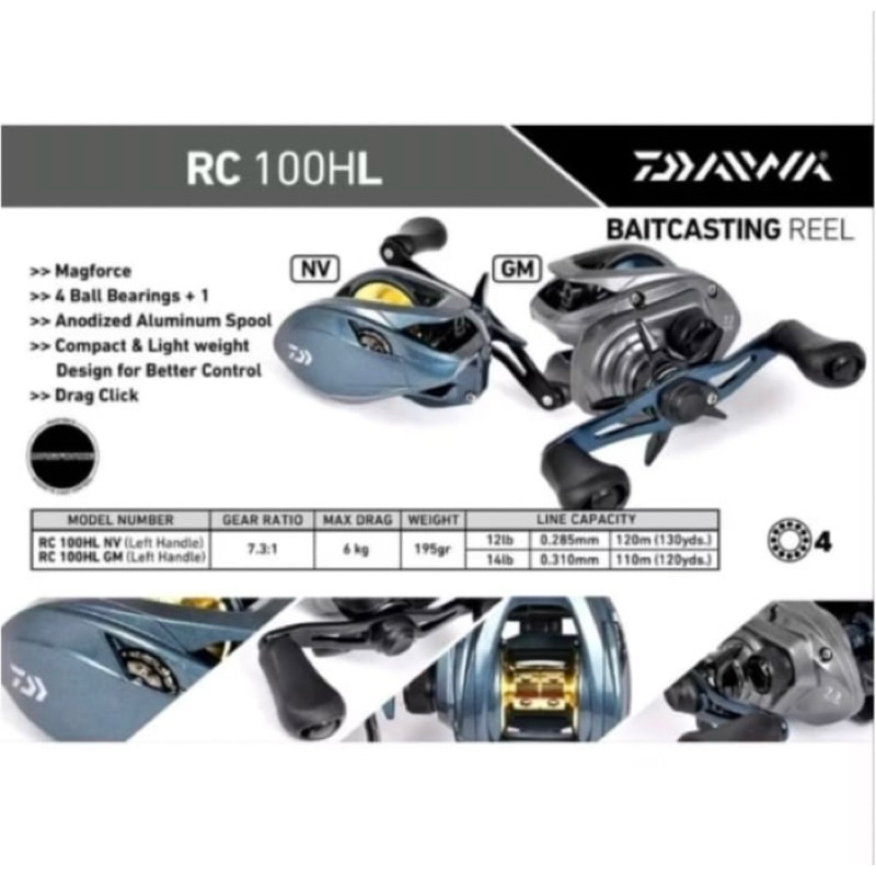 Jual Reel BC DAIWA RC 100 HL Drag Clicker | Shopee Indonesia