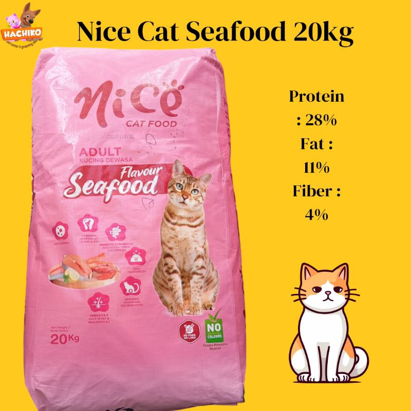 Jual Nice Cat Seafood 20kg / Nice Cat Dry Food Seafood 20kg / Makanan ...
