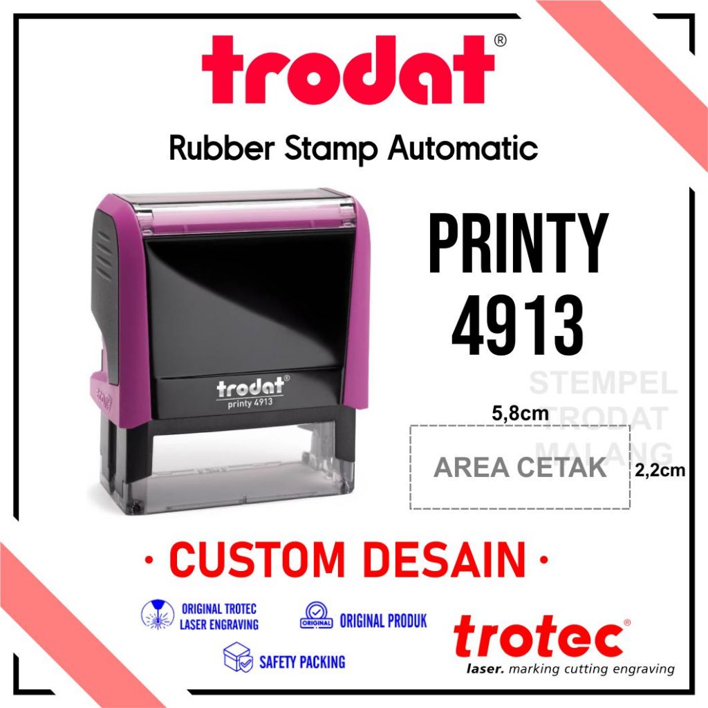 Jual Stempel Trodat 4913 (58x22 mm) Stempel warna otomatis, original ...