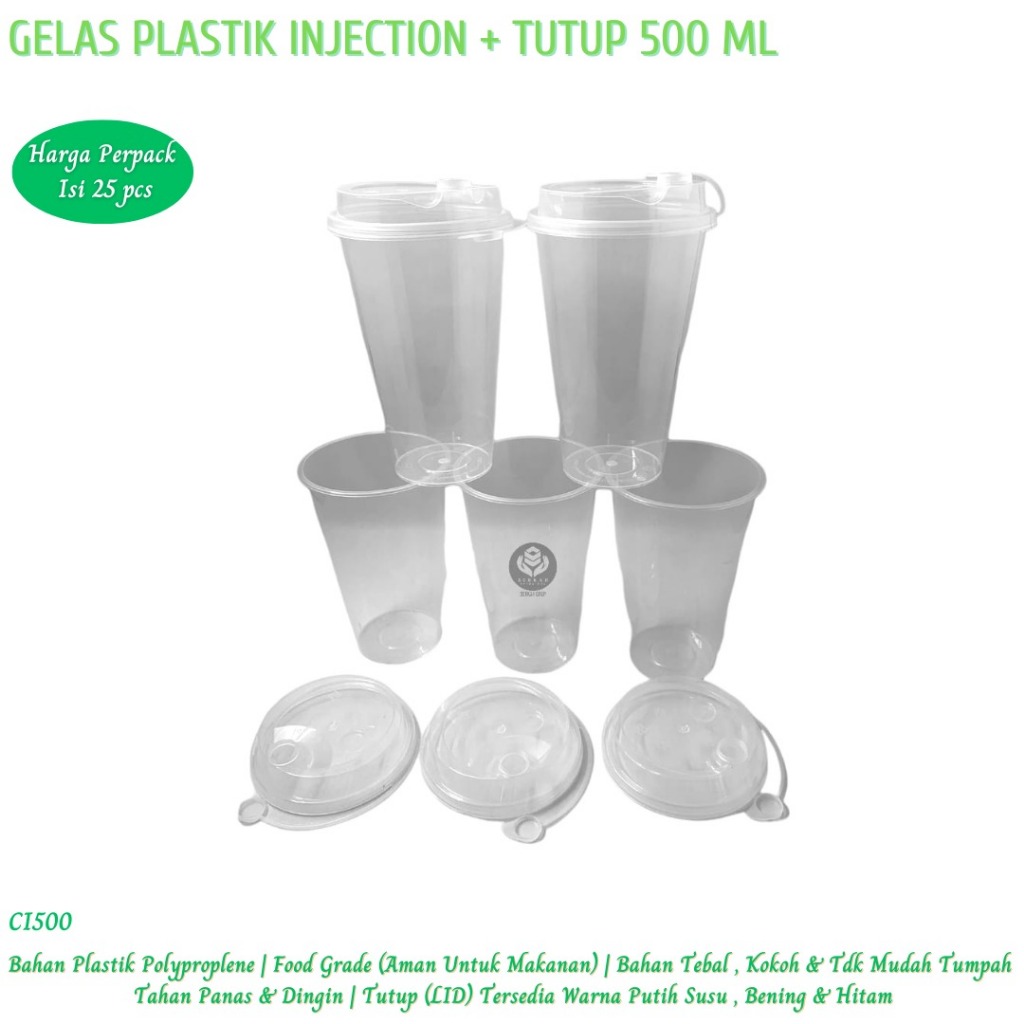 Jual Cup Injection 500 Ml Thinwall Cup Injection 17 Oz Plus Tutup (Isi ...