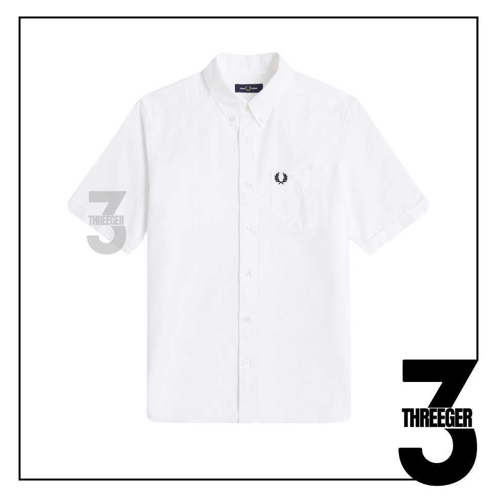 Jual Fred Perry Oxford Short Sleeve Shirt White Original / Kemeja Fred ...