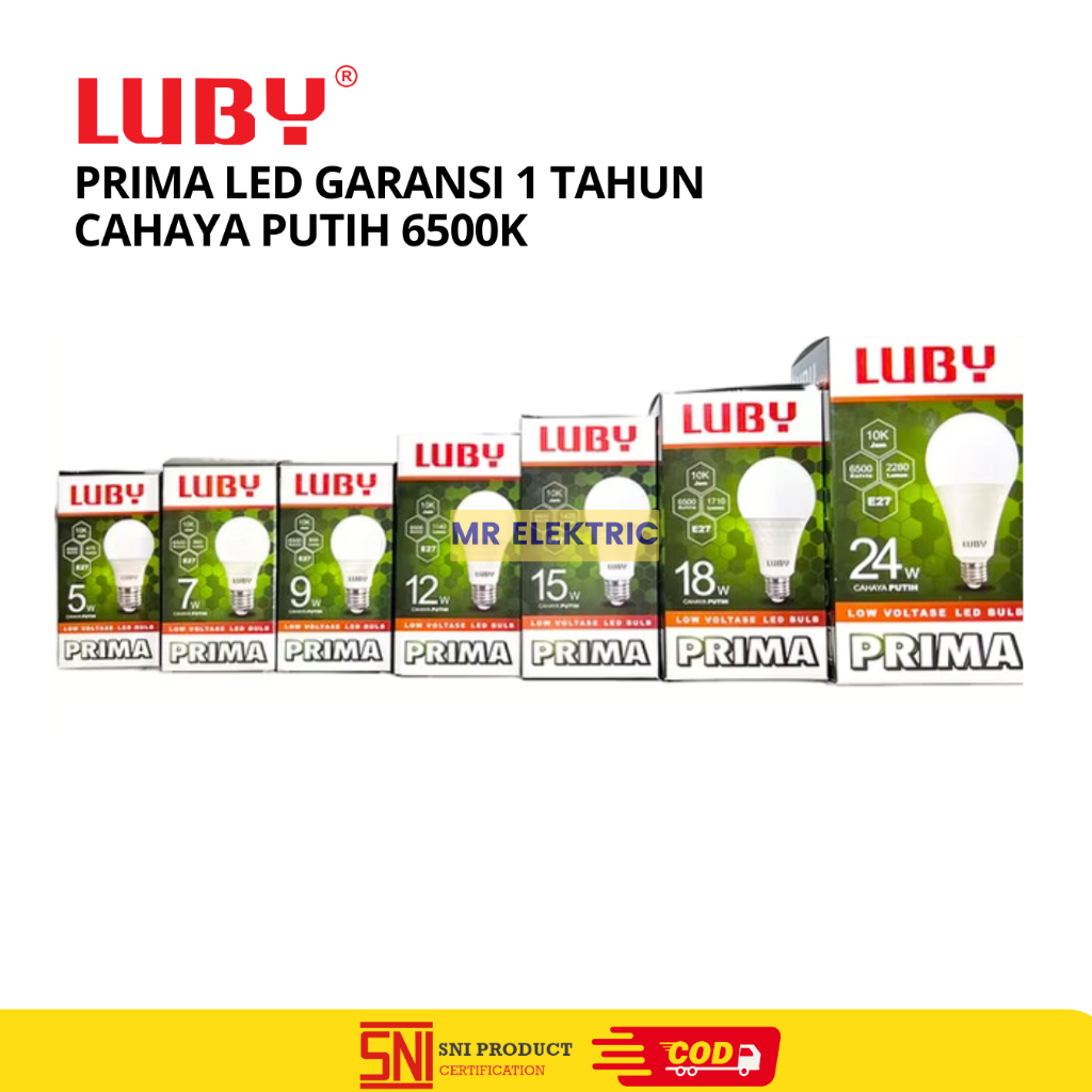 Jual Lampu LUBY PRIMA LED 5W 7W 9W 12W 15W 18W 24WAT Bohlam Cahya Putih ...